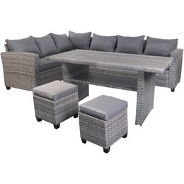 Mojawo Terassen-Lounge Set leon grau mit 2 Stühlen-MTLS01