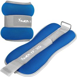 Movit® Gewichtsmanschetten - 1 kg, Verstellbar, für Arme und Beine, mit Klettverschluss, aus Neopren, Blau - Knöchelgewichte, Handgelenkgewichte,