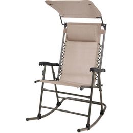 Schaukelstuhl faltbar Outdoor mit Sonnenschutz Kopfstütze Armlehne Beige - SVITA