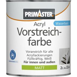 Acryl Vorstreichfarbe 2L Weiß Matt Grundanstrich Holz & Metall - Primaster