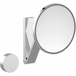 KEUCO - Wand-Kosmetikspiegel iLookMove, mit Schwenkarm, Variabler LED-Beleuchtung, 5-facher Vergrößerung, Unterputz-Kabelführung, 20x20cm, rund,