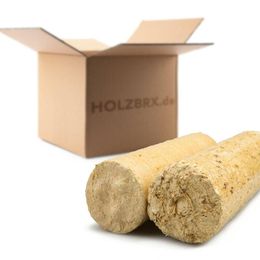 HOLZBRX Nadelholzbriketts rund, ohne Loch 30kg Paket / Briketts für Kamin und Kaminofen, Holzbriketts Nadelholz