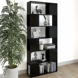 Bücherregal Raumteiler，Aufbewahrungsregal für Wohnzimmer & Arbeitszimme，Bücherschrank Schwarz 80x24x186 cm Holzwerkstoff GEWBV8239327 MAISONCHIC