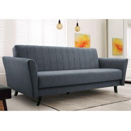 Sofa mit Schlaffunktion und Bettkasten, Kippsofa Klappsofa Schlafsofa Clic-Clack Couch für Wohnzimmer Federkern Sofagarnitur Polstersofa 231x90x93 cm