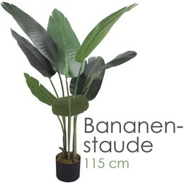 Bananenbaum Bananenstaude Kunstpflanze Künstliche Pflanze 115 cm Kunstblume Kunstbaum Innendekoration Kunst Pflanze wie echt im Topf Decovego