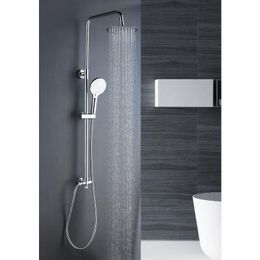 MARWELL Duschsystem Bayala Round Duschs�ule mit Regendusche � 20 cm Duschgarnitur Dusch-Set mit verstellbarer Haltestange Handbrause mit 3 Strahlarten