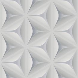 3D Tapete floral Geometrische Vliestapete mit Blumenmuster in Weiß Grau futuristisch Moderne Vlies Mustertapete dreidimensional für Schlafzimmer