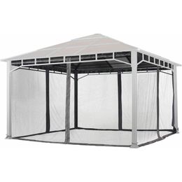 Toolport Moskitonetz für Gartenpavillon Sunset Deluxe 4x4 m - Polyester - Insektengitter mit Reißverschluss - grau - loft grey