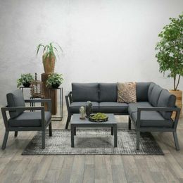 Ecklounge-Set Collins inkl. Eckbank, Sessel, Tisch und Kissen grau - Garden Impressions