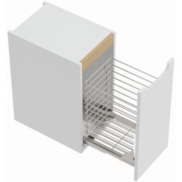 Niedriger Badezimmerschrank mit Wäschekorb, Vollauszug mit Stilla-Finish 30x60x45 cm glänzend weiß (still - Naturel