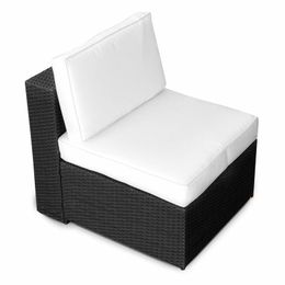 Gardeni Gartenmöbel Rattan Sessel xl ✔ 3-tlg ✔ Polyrattan schwarz ✔ Kissen weiss ✔ BD-0074