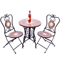 DanDiBo Sitzgruppe Merano 12001-2 Gartentisch + 2 Stk. Gartenstuhl Mosaik Tisch 2x Stuhl