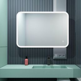 Badspiegel 60x50cm Badezimmerspiegel mit Beleuchtung 3 Lichtfarbe Lichtspiegel Bad Spiegel Wandspiegel mit Touchschalter + beschlagfrei IP44