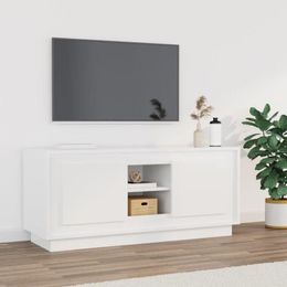 TV-Schrank, TV-Lowboard, tv Möbel, Fernsehschrank Moderner Stil Hochglanz-Weiß 102x35x45 cm Holzwerkstoff NMKS42834 MAISONCHIC