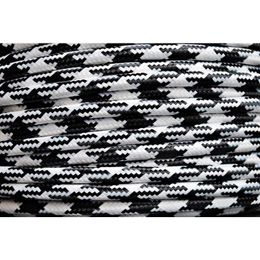 KOKA - Textil Stromkabel 2x0,75mm² Weiß-Schwarz Stern