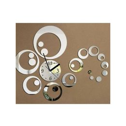 Meditrade GmbH Trade Shop Traesio - moderne selbstklebende 3D wanduhr kreis welle spiegeleffekt