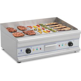 ROYAL CATERING Elektro Grillplatte Griddleplatte Griddle Bräter Grill 75cm geriffelt 2 x 3200 w