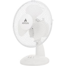 Tischventilator Ø23cm/ 30W Weiß 90° Oszillation Standventilator Windmaschine Luftkühler Oszillierend - AERSON