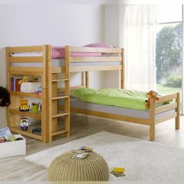 Etagenbett für Kinder hobby l, für Matratze 90x200, Buche massiv natural - Natürlich - Casa Vital