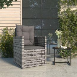 MAISONCHIC Relaxsessel mit Kissen,Gartenmöbel,Gartensessel Grau Poly Rattan -55216
