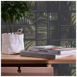 A.S. Création A.s.creations - Fenster Optik Dschungeltapete grün schwarz Palmen Blätter Industrial Tapete floral - Grün