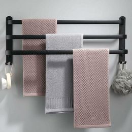 Wandmontierter Handtuchhalter Triple Bar Badezimmer-Handtuchhalter 30 cm Edelstahl-Handtuchhalter, Mattschwarz - Minkurow