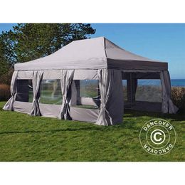 Dancover Faltzelt Faltpavillon Wasserdicht FleXtents PRO 4x6m Latte, mit 8 Seitenwänden & Gardinen - Latte