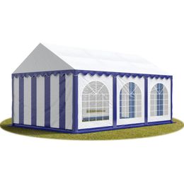 Festzelt Partyzelt 4x6 m premium, hochwertige pvc Plane 750 n in blau-weiß 100% wasserdicht mit Bodenrahmen - blau-weiß