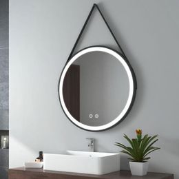 Badspiegel mit Beleuchtung Badezimmerspiegel Wandspiegel, Stil 4, ф70cm, Runder Spiegel mit Touch, 3 Lichtfarben Dimmbar - Emke