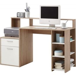 FMD MOBEL Schreibtisch PC-Tisch Bürotisch Arbeitstisch ca. 135 cm FMD BOLTON Eiche Säger...