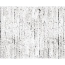 Holz Tapete Edem 81108BR05 heißgeprägte Vliestapete leicht strukturiert im Shabby Chic Stil matt weiß grau braun 10,65 m2 - weiß