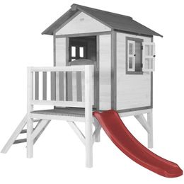 AXI Spielhaus Beach Lodge XL in Weiß mit Rutsche in Rot Stelzenhaus aus FSC Holz für Kinder Kleiner Spielturm für den Garten - Weiß