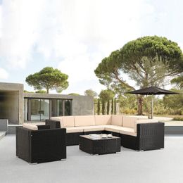 Arebos - Polyrattan Gartenmöbel Gartenset Lounge Garnitur Set Sitzgruppe schwarz - Schwarz