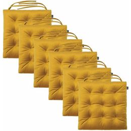 Sitzkissen für Wohnzimmer, Samt Stuhl Kissen für den Innenbereich, Anti-Rutsch-Stuhl Sitzkissen mit sicheren Bindungen - Kurkuma (6pk) - Loft 25