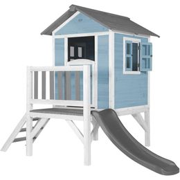 Spielhaus Beach Lodge xl in Blau mit Rutsche in Grau Stelzenhaus aus fsc Holz für Kinder Kleiner Spielturm für den Garten - Blau - AXI