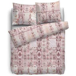 HnL Satin Bettwäsche Tory Ornamente Rose 135x200 cm + 80x80 cm - Rose