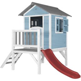 AXI - Spielhaus Beach Lodge xl in Blau mit Rutsche in Rot Stelzenhaus aus fsc Holz für Kinder Kleiner Spielturm für den Garten - Blau