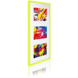 Close Up Bilderrahmen 23,8 x 46,8 cm gelb für 3 Bilder im Format 10 x 15 cm, Profil aus Kunststoff, Plexiglasscheibe