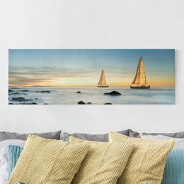 MICASIA Leinwandbild - Segelschiffe im Ozean - Panorama Quer Größe HxB: 30cm x 90cm