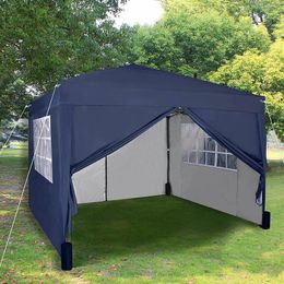 3x3 Meter Faltpavillon in Blau mit 4 abnehmbaren Seiten