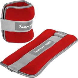 Movit® Gewichtsmanschetten - 1,5 kg, Verstellbar, für Arme und Beine, mit Klettverschluss, aus Neopren, Rot - Knöchelgewichte, Handgelenkgewichte,