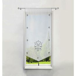 RHAFAYRE 1 Stück Polyester-Gardine, Blumenstickerei mit Bommel, kurze Vorhänge, Fensterdekoration, Schlafzimmer/Badezimmer/Café/Küche (LxH/60x120cm,