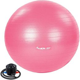 Movit® Gymnastikball - 85 cm, mit Pumpe, Maßband, bis 500 kg, für Training, Büro, Groß, Aufblasbar, Ergonomisch, Pink - Trainingsball, Pilatesball,