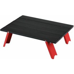 RHAFAYRE Campingtisch, faltbar, tragbar, Aluminium, Mini, kompakt, für Camping, Picknick, Outdoor, Reisen, Strand, 39,5 x 28 x 12 cm (Schwarz + Rot)