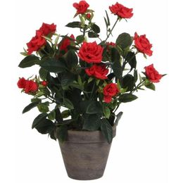 Mica Decorations - Mica künstlicher Rosenstrauch rot im Blumentopf 33 x 25 cm Dekoblumen