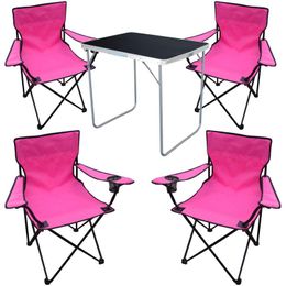 Mojawo 5-tlg Campingsessel Pink + Campingtisch-MMC330871B+4xMPO2471