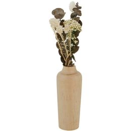 Boltze Gruppe - Vase aus Holz mit Trockenblumenstrauß faya, 30 cm