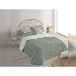 Purline Bettbezug mit Knopfverschluss 100% reine Baumwolle 1 Stück mit weißem Tupfenmuster - Grün