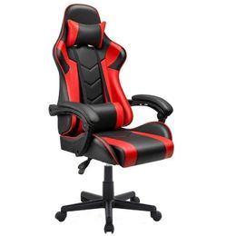 Toscohome - Kippbarer Gaming-Sessel in Rot und Schwarz - Katana