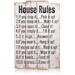Wandbild/Wandbrett House Rules im Shabby Chic aus Holz40x60 cm - Melko